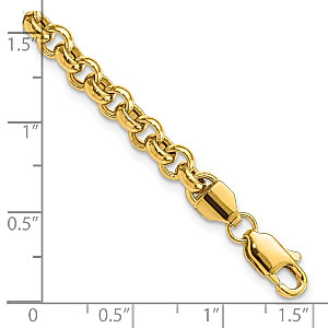 IceCarats 14K Yellow Gold 5mm Cable Link Chain Bracelet 7.5 inch
