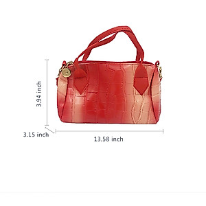 HUAI CHAO Fashion Crossbody Bag for Women Girls Cute Gradient Color Handbag Funny Crocodile Print Leather Purse Red, Ht-80
