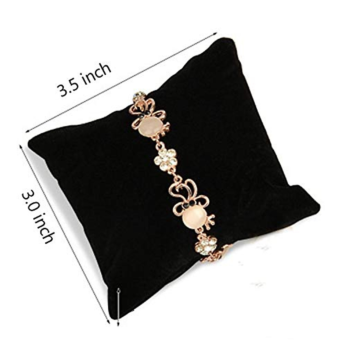 RJ Displays-12 piece pack Black Velvet Jewelry Display Pillow for Bracelet, Watch, Anklet, Bangle, Dangle Earring and Necklace- Size 3.50" x 3.0" inch (12)