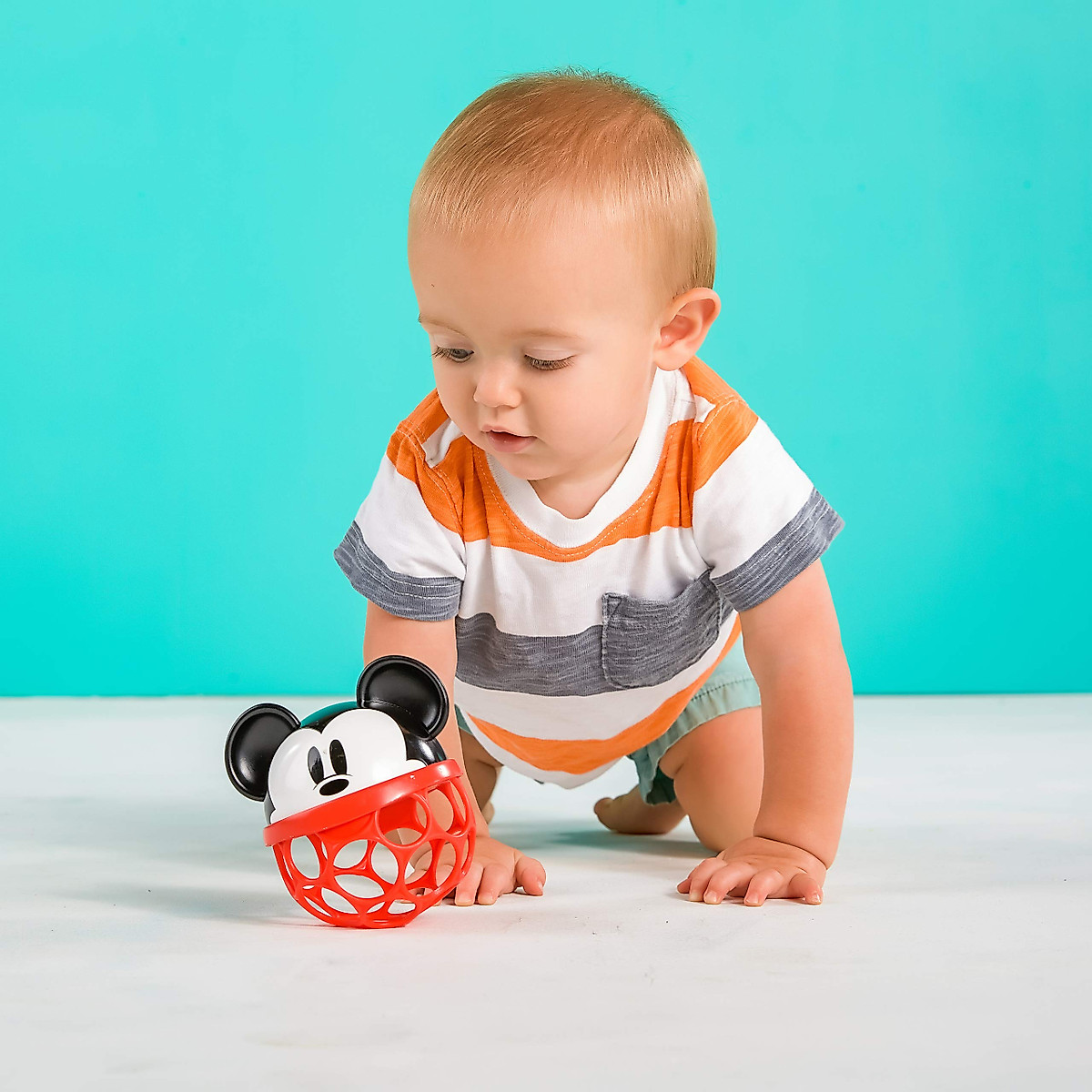 Bright Starts Disney Baby Minnie & Mickey Mouse Rattle Along Buddy Easy-Grasp Toy, Ages Newborn +