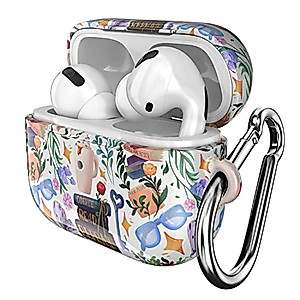 Hard Case Compatible with AirPods Pro 2 | AirPods Pro | AirPods 3 gen 2 1 Design Coffee Read Repeat Shockproof Hook Portable Cute Books Earpods Floral Nerdy Cover Protective Plastic with Keychain