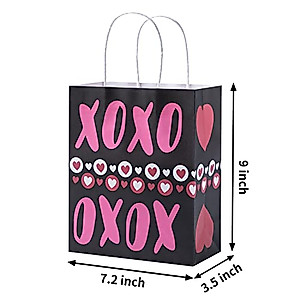 JOYIN 48 PCs Valentine's Day Red Pink Gift Bags with Handle 7.2x9 inch, Paper Wrapping Kraft Bags for Funny Gifts Novelty Gifts Valentines Day Gift Bags Giving