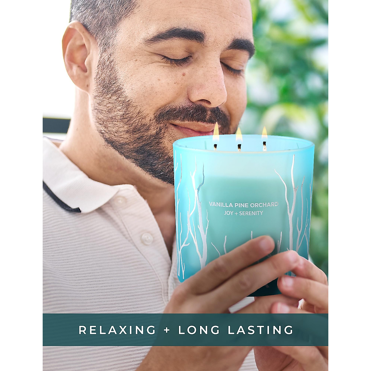 Vanilla Pine Apple Orchard Winter Candle - Natural Soy Pine Scented Candle 3 Wick - Christmas Fir Tree Holiday Scented Candle for Home 14.5 Oz - Large Relaxing Vanilla Candle Gift for Women & Men