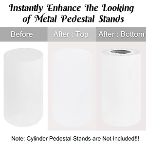 Spandex Cylinder Pedestal Stand Covers Set of 5 Stretchable Cylinder Plinth Covers Dessert Table Display Pillars Cover for Wedding Props Babyshower Birthday Party Event Decor (White)