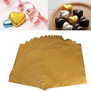 Wowagoga 300 Pcs Foil Candy Wrappers - 6x6 Inches Gold Aluminum Foils Paper Chocolate Candy Wrappers for Homemade Candies Gifts Decoration