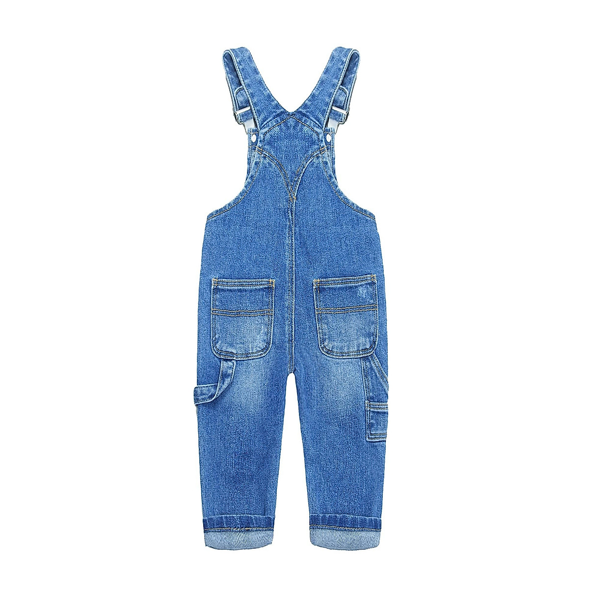 KIDSCOOL SPACE Denim Overalls,Baby Little Big Kids Hammer Loop on Jeans Dungarees Pants,Light Blue,12-18 Months