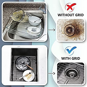 Kitchen Sink Grid 2 Pcs, 13" x 11-5/8", APPASO Sink Protectors for Kitchen Sink Rear Drain, Stainless Steel Sink Protectors for Single or Double Bowl Sink, Kitchen Sink Rack for Bottom of Sink