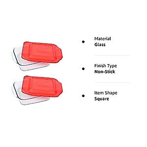 Pyrex Basics 8 Square with red cover (2 PACK)