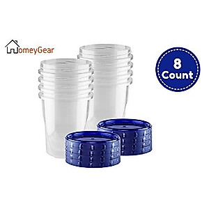 HomeyGear [32 oz - 8 Pack] Twist Top Food Deli Containers Screw And Seal Lid 32 Oz Stackable Reusable Quality Plastic Storage Container 8 Pack. Screw & Seal Lids BPA Free