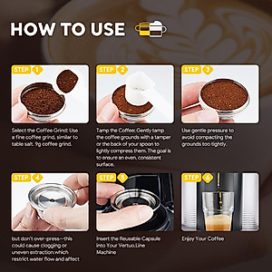 Stainless Steel Refillable Coffee Pods Compatible for Nespresso VertuoPlus,Stainless Steel Reusable Coffee Capsules Pods (2.4 oz)