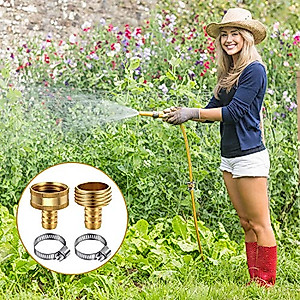 4 Sets 1/2 Inch Solid Brass Garden Hose Connector Hose Mender Water Hose Repair Kit Female Male Hose Coupling with Tape, Stainless Steel Clamp and 3/4 Inch Rubber Gasket