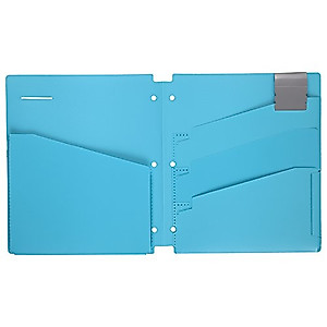 Five Star 4-Pocket Folders, Folders with Pockets, Fits 3 Ring Binder, Plastic, Teal, White, Purple, Lime, 4 Pack (73274)