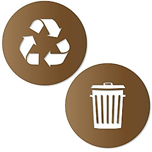Vinyl Friend Recycle and Trash Sticker Logo Style Symbol to Organize Trash cans or Garbage containers and Bins - Contour Cut Decal Sticker (Copper, Large)