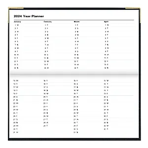 Letts of London Classic Weekly/Monthly Planner, 12 Months, January to December, 2024, Appointments, Gold Corners, Horizontal, Slim Size, 6.625" x 3.25", Black (C32SBK-24)