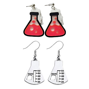 CutieJewelry Potion Bottle Science Lab Chemistry Jar Dangle Cute Earrings (Pink)