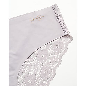 Jessica Simpson Women's Underwear - Microfiber Hipster Briefs (5 Pack), Size Large, Gardenia/Pearl Blush/Rain/Black