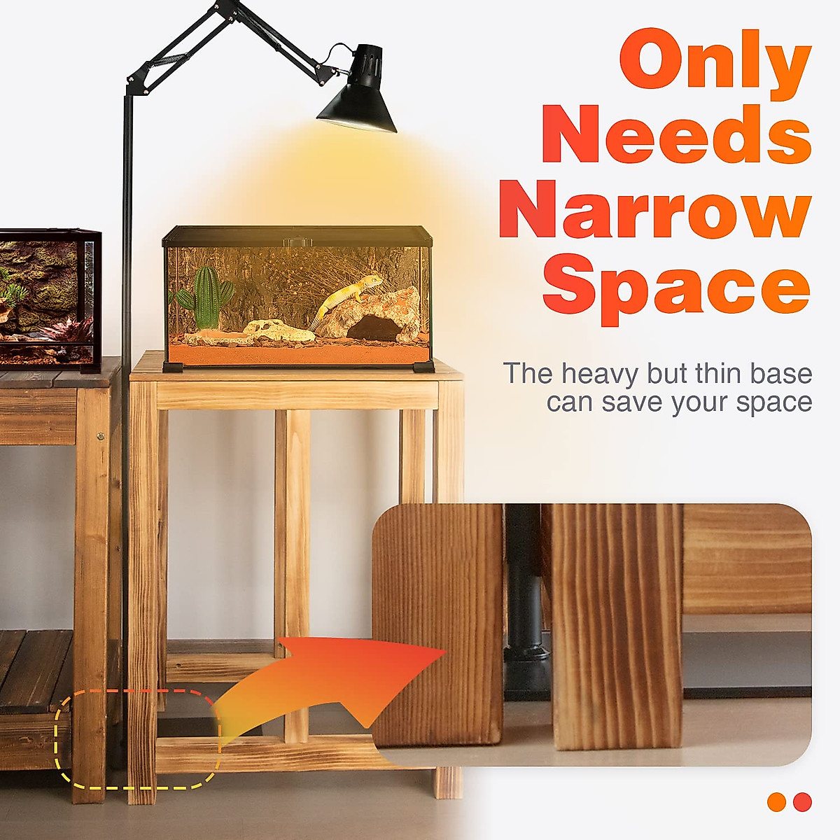 Extra Tall Reptile Heat Lamp Floor Light Stand Fits E26/E27 Bulbs (Not Included) 250W Max Wire Adjustable Swing Arm Terrarium Stand Reptile Plant Light Fixture Lamp Holder