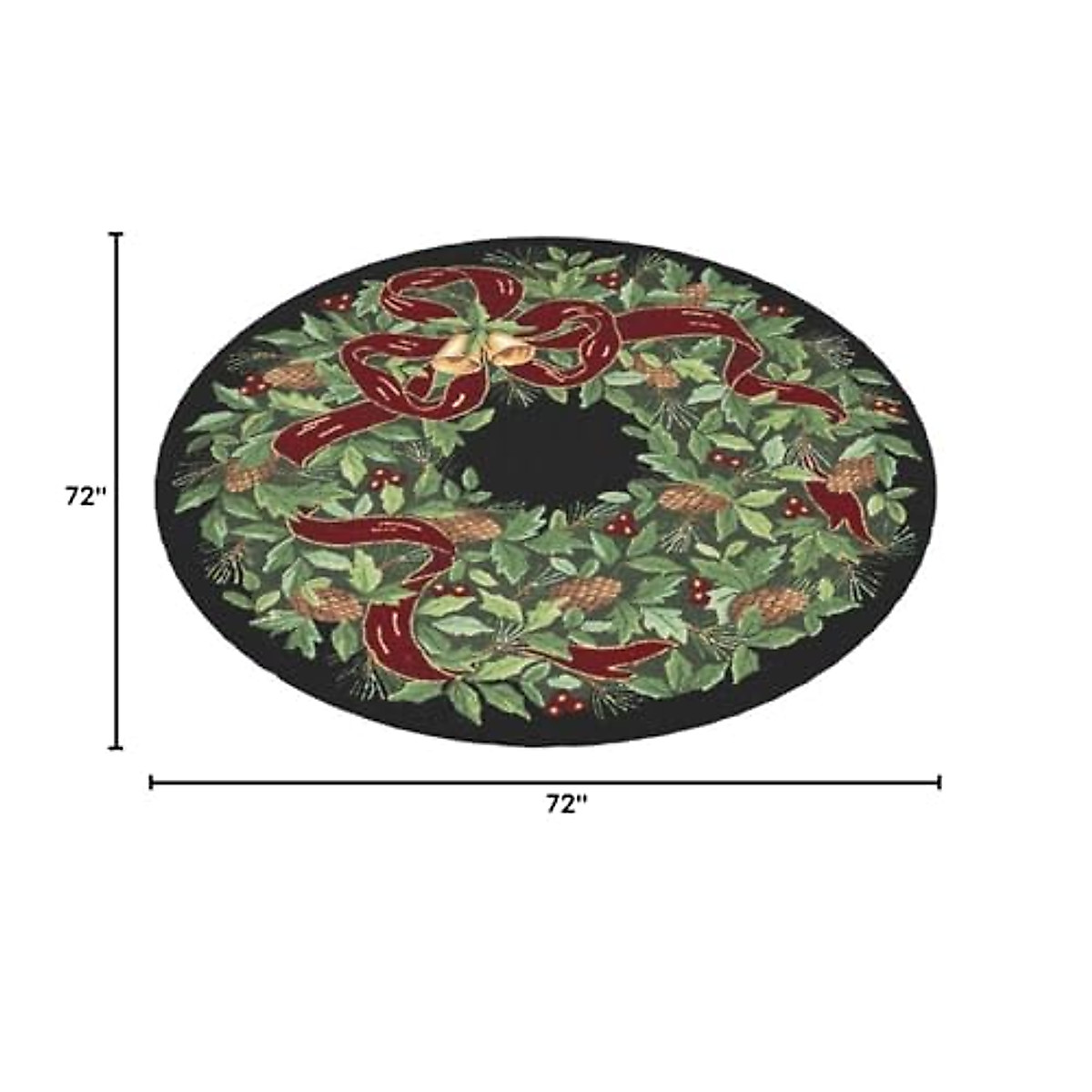 SAFAVIEH Vintage Poster Collection Area Rug - 6' Round, Black & Green, Handmade Christmas Wreath Novelty Wool, Ideal for High Traffic Areas in Living Room, Bedroom (VP323A)