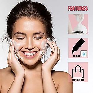 Lil Ray 50PCS Clear Rose Red Foam Bottle with Rose Red Pump, Empty Travel Foaming Dispensers for Hand Soap,Lash Shampoo(2 Oz)