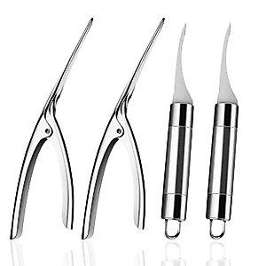 4 PCS Shrimp Deveiner Tool and Peeler, Stainless Steel Shrimp Peeler and Shrimp Cleaner Knife, Easy to Use Shrimp Deveiner, Kitchen Tools