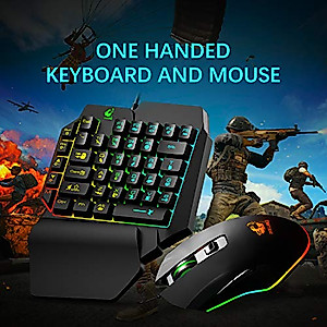 Gaming Keyboard and Mouse Combo, Wired 39 Keys Mechanical Feeling Rainbow LED Backlit Keyboard and RGB Gaming Mouse and LED Backlit Converter Compatible with PS4/Xbox One/Nintendo Switch/PS3 /PC