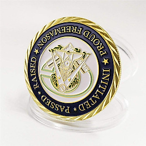 Very Beautiful Masonic Gold Commemorative Coins Freemason Medal Gold Plated Coin Association Under A Brotherhood of Man