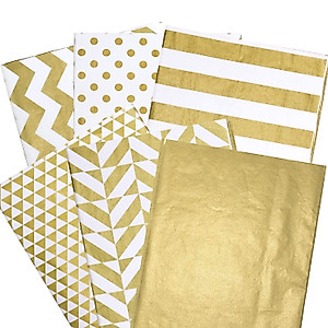 Whaline 90 Sheets Gold Tissue Paper Bulk, Metallic Gift Wrapping Paper for Birthday Party, Arts Crafts, DIY, Weddings, Bridal Showers