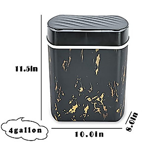 Weniii Trash Can Touchless Motion Sensor Garbage Touch Free Automatic Kitchen with Lid for Bathroom Office Smart Home Electric Cans Plastic Black Stamping Pattern Look Bin 3.5Gallon