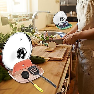 Spoon and Lid Rest - 2 Packs Spoon Rest with Lid Holder, Neat & Drip-Free Spoon Rest for Countertop Stove Top, Heat-Resistant Utensil Rest for Spoons, Pot Lids, Spatulas, Utensils, Forks