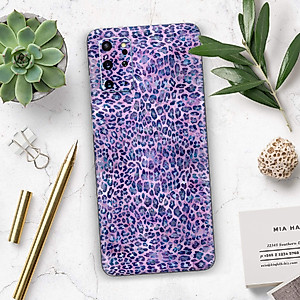 DesignSkinz Purple Watercolor Leopard Pattern Protective Vinyl Decal Wrap Skin Cover Compatible with The Samsung Galaxy S20 (Screen Trim & Back Glass Skin)