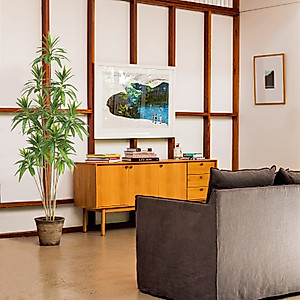 Lambye Artificial Trees Faux Lucky Bamboo with 13 Heads in Plastic Pot, 5.4 Feet Fake Trees Faux Greenery Plants Perfect for Indoor Outdoor Home Office Garden Decoration