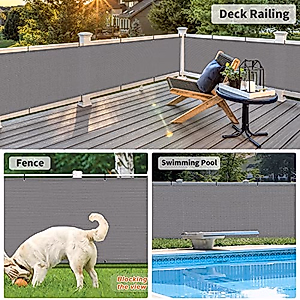 LOVE STORY 3' x 10' Charcoal Balcony Privacy Screen Fence Cover (HDPE) UV Protection Weather-Resistant 3 FT Height Shield for Deck, Patio, Backyard, Outdoor Pool, Porch, Railing