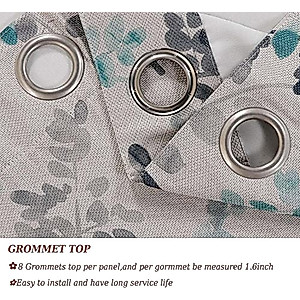 STACYPIK Farmhouse Elegant Floral Blackout Curtains Living Room Thick Linen Thermal Insulated Boho Drapes 96 Inches 2 Panels,Grommet Room Darkening Curtains Works for Window Heavyweight Curtains