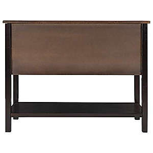 Modern Console Table Sofa Table, 43'' Sideboard Storage Cabinet with 4 Drawers, 1 Cabinet and 1 Shelf, Entryway Table for Living Room/Kitchen Dining Room (Espresso+P@)