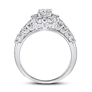 The Diamond Deal 14kt White Gold Round Diamond Solitaire Bridal Wedding Engagement Ring 1 Cttw
