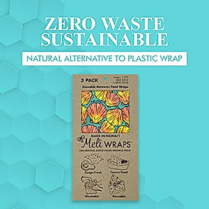 Meli Wraps - 3-Pack Reusable Beeswax Wraps for Food, Eco-Conscious Food Storage, Small, Medium and Large Food Wrap, Shells