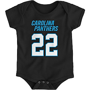Outerstuff NFL Newborn Infants Team Color Name and Number Bodysuit Creeper (18 Months, Christian McCaffrey Carolina Panthers Home Black)