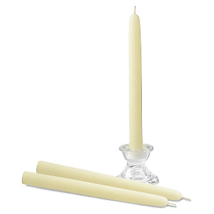 Hyoola 10" Beeswax Taper Candles 12 Pack - Handmade, All Natural, 100% Pure Unscented Bee Wax Candle - Tall, Decorative, White - 10 Hour Burn Time