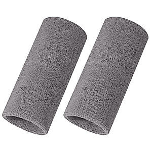 ONUPGO 6 Inch Wrist Sweatbands - Wrist Protection Sweat Bands Sport Wristbands for Basketball, Tennis, Football, Baseball (Pair) (Grey)