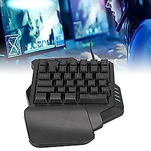 One Handed Gaming Keyboard, RGB Backlit 35 Keys Portable Mini Gaming Keypad with Light Effect Switching Function Plug and Play Mechanical Gaming Keyboard for PC Gamer