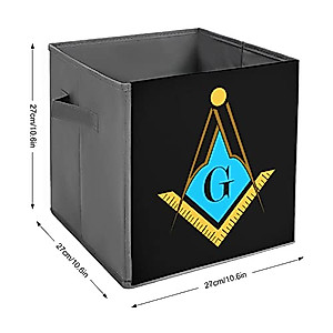 Color Freemason Symbol Foldable Storage Bins Printd Fabric Cube Baskets Boxes with Handles for Clothes Toys, 11x11x11