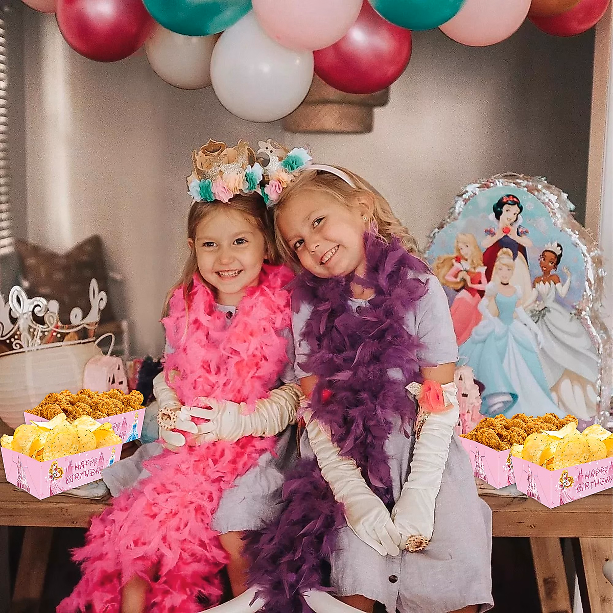 30Pcs Princess Party Decorations Food T ray, Princess Birthday Party Decorations Princess Food Tray Princess Theme Party Favors Paper Food Serving T ray