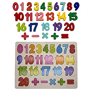KanCai Kids Wooden 1-20 Number Chunky Puzzle Board Toys - Preschool Early Learning Toys 220x300x10mm (Numbers Puzzle)