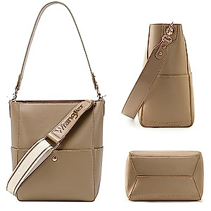 Wrangler Bucket Handbags for Women Crossbody Shoulder Purse with Guitar Strap and Hobo Bag Organizer Insert Tote Oversized Khaki WG67-918KH