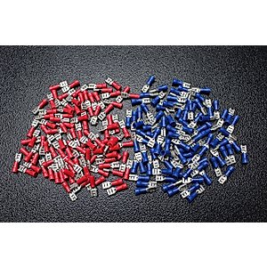 100 PK 14-16 18-22 Gauge Vinyl Quick Disconnect .205 Female 50 PCS EA TERMINALS