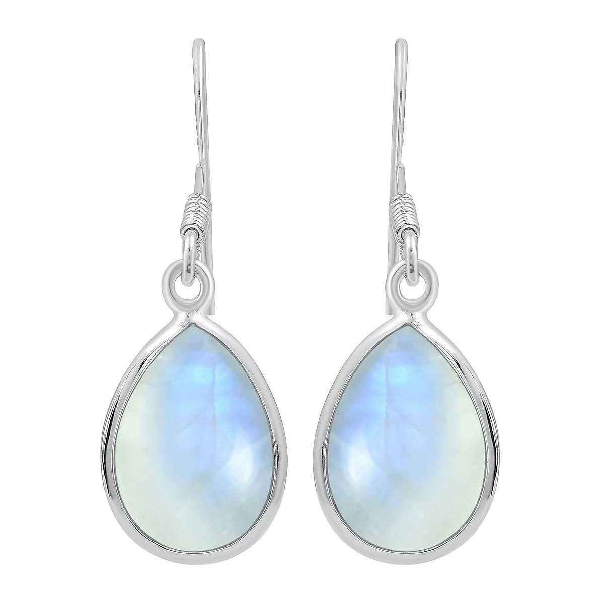 Tishavi 9.50Cts Sterling Silver Natural Moonstone Earrings For Women, White Stone Sterling Silver 925 June Birthstone Earrings Jewelry Gift For Women Mom Wife Girlfriend Sister