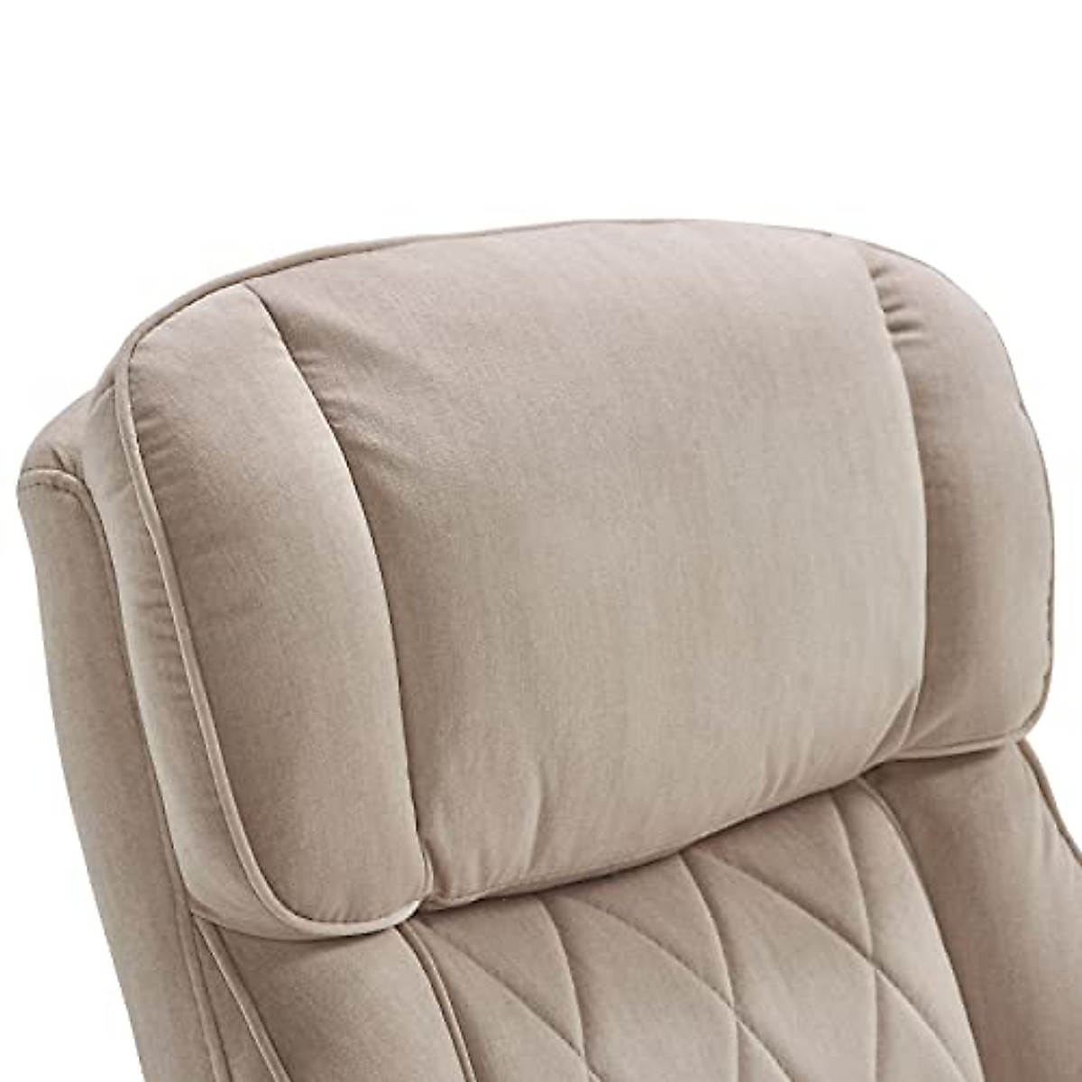 La-Z-Boy Sutherland Quilted Leather Executive Office Chair with Padded Arms, High Back Ergonomic Desk Chair with Lumbar Support, Cream Microfiber Fabric