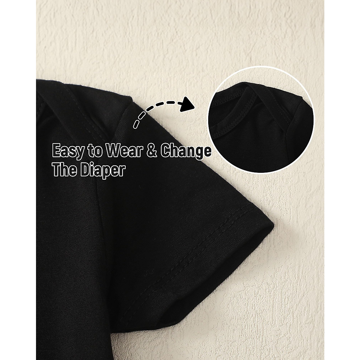 DEFAHN 2PCS Bamboo Baby Rompers Unisex Onsies Solid Short Sleeve Baby Bodysuit 3-6 Months Black