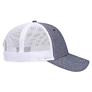OTTO Cotton Blend Chambray 6 Panel Low Profile Baseball Cap - NVY/Wht