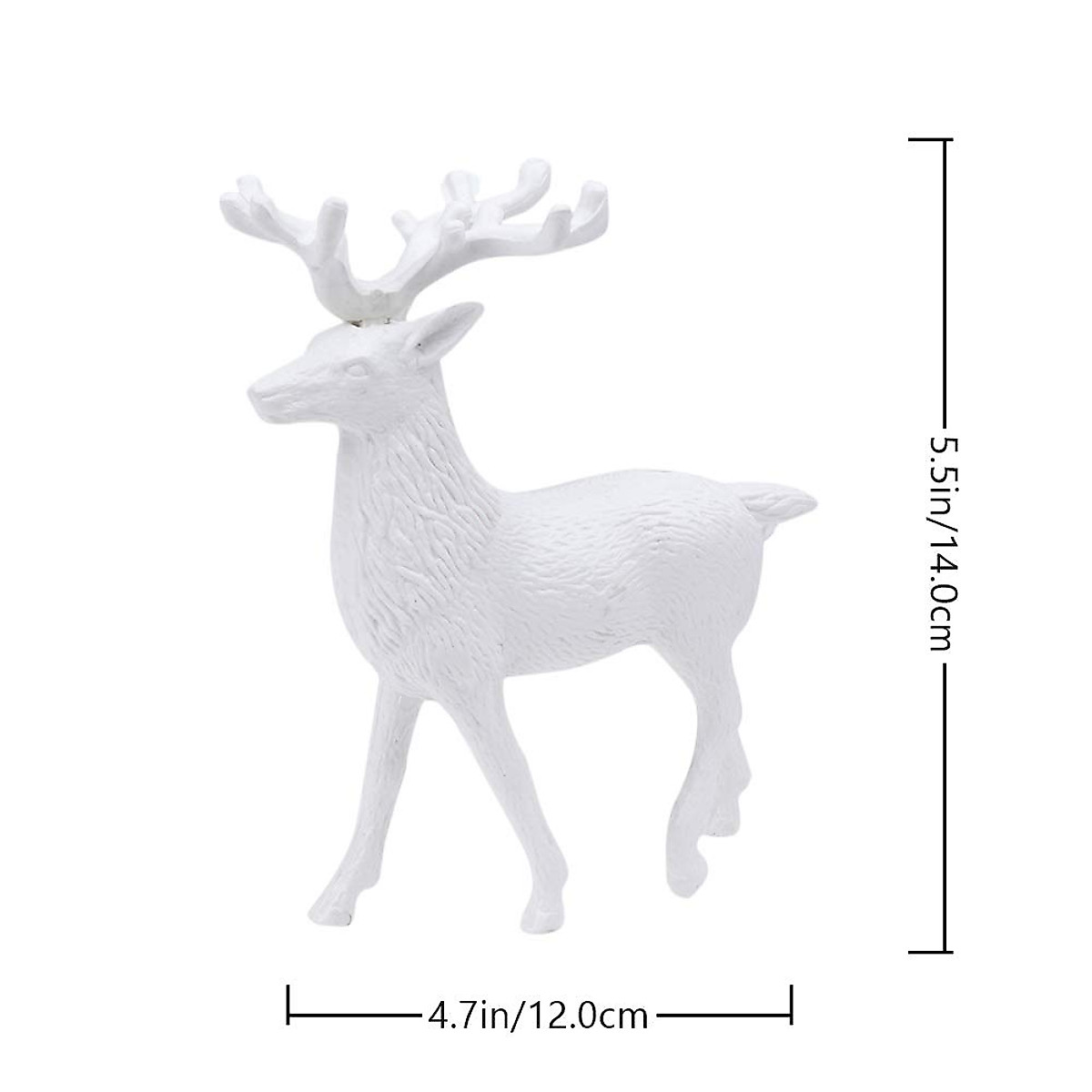 ABOOFAN 5Pcs Christmas Reindeer Figurines White Mini Deer Statue Miniature Ornaments Table Decoration Cake Toppers for Christmas Craft DIY Party Garden Yard Decor Supplies 5.5 Inches